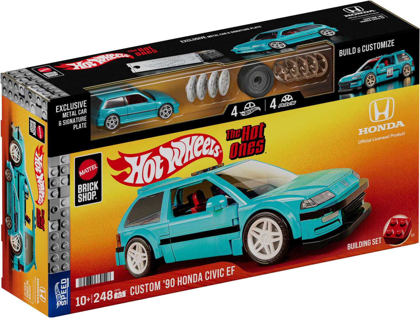 Mattel Brick Shop Hot Wheels Custom ’90 Honda Civic EF Building Toy Kit ...